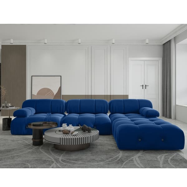 104" L-Shaped Sectional Sofa,Minimalist Velvet Sofas Couches with Reversible Chaise Ottoman - On ...